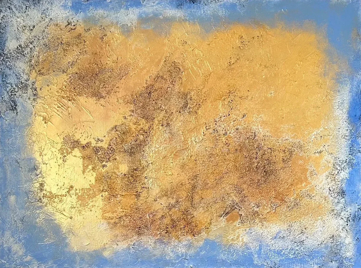 Seafarer's Map - Gold and Blue Abstract Painting – Guy Trinquet