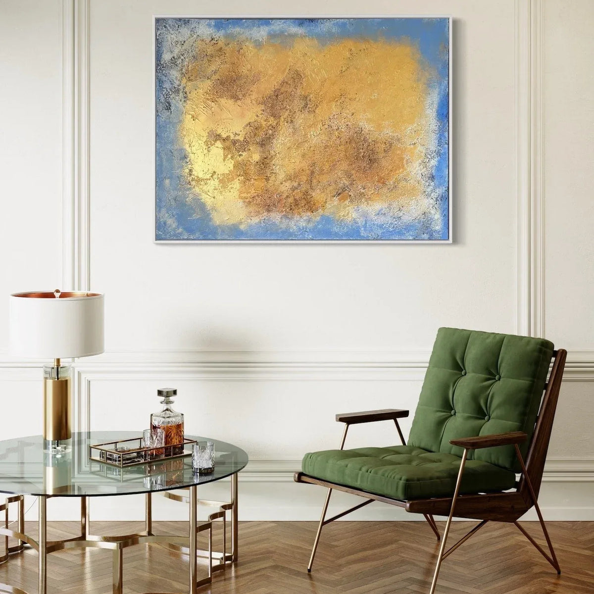 Seafarer's Map - Gold and Blue Abstract Painting – Guy Trinquet